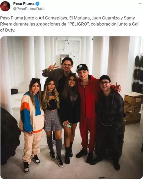 Peso Pluma en "Peligro", canción de Call of Duty, junto a Rivers ...