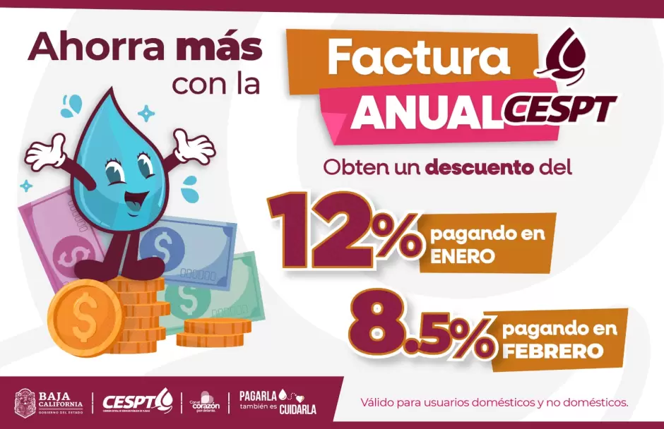 Invita Cespt al pago de la factura anual 2025 en enero y febrero ...