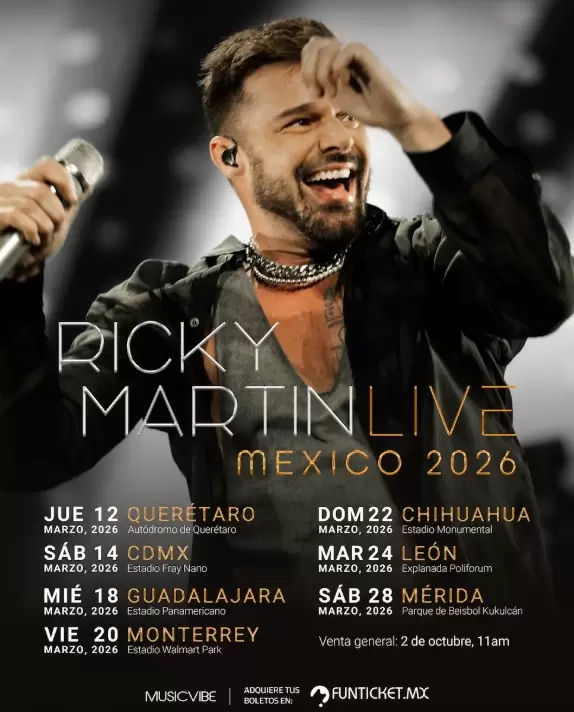 Ricky Martin anuncia gira por México en 2026 - Uniradio Informa